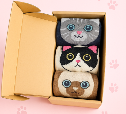 Presentförpackning strumpor -Cute cat in box - Köp billigt online hos ...